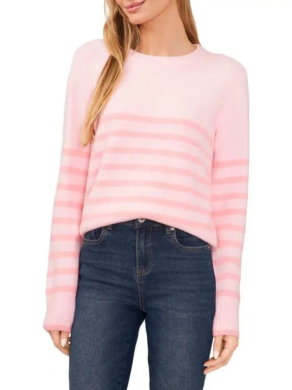 CECE DUPRAZ Striped Crewneck Sweater - Prism Pink