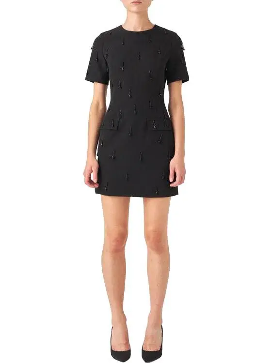 Endless Rose Beaded Fringe Minidress - Black