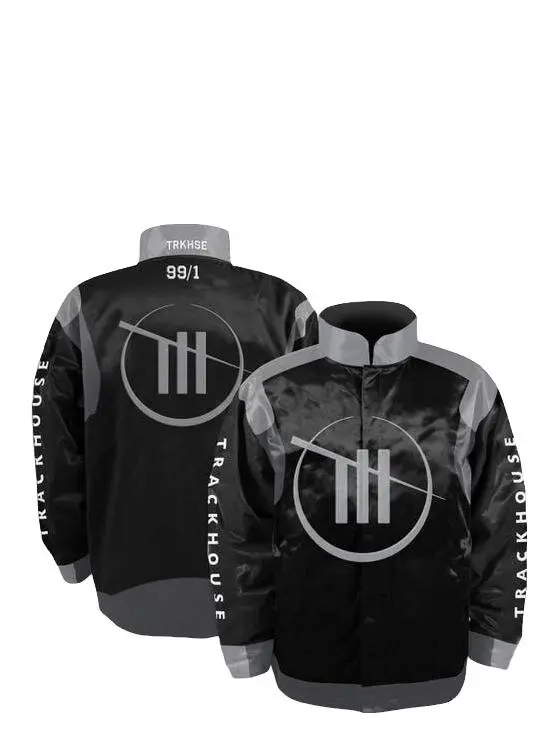 TRACKHOUSE RACING TEAM COLLECTION Embroidered Nylon Uniform Full-snap Jacket - Black