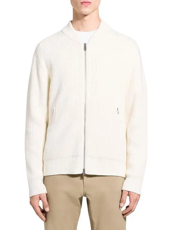 Theory Ryke Cashton Ribbed Cardigan - Ivory