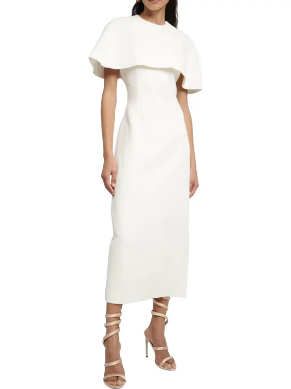 EMILIA WICKSTEAD Bridal Blaine Caped Midi Dress - White