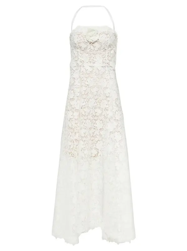 Oscar De La Renta Floral-appliqué Guipure Lace Gown - White