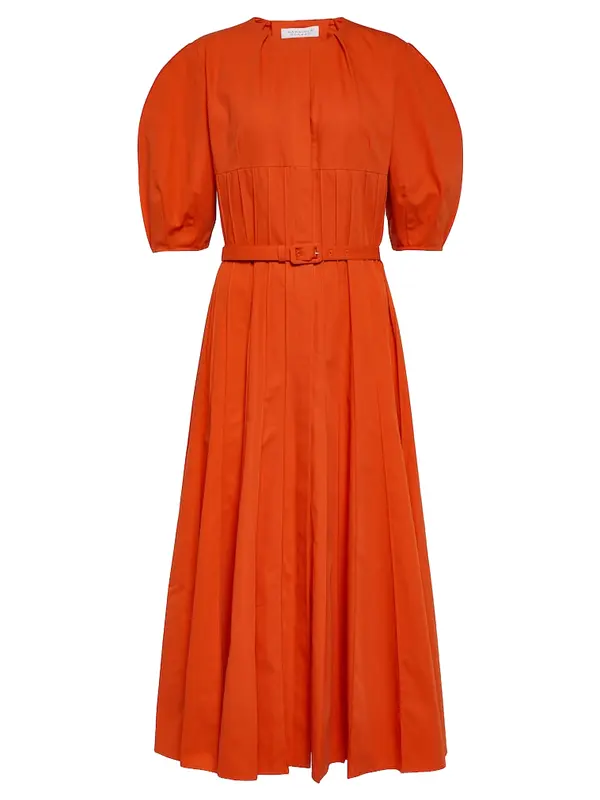 Gabriela Hearst Caden Puff-sleeve Cotton Midi Dress - Orange