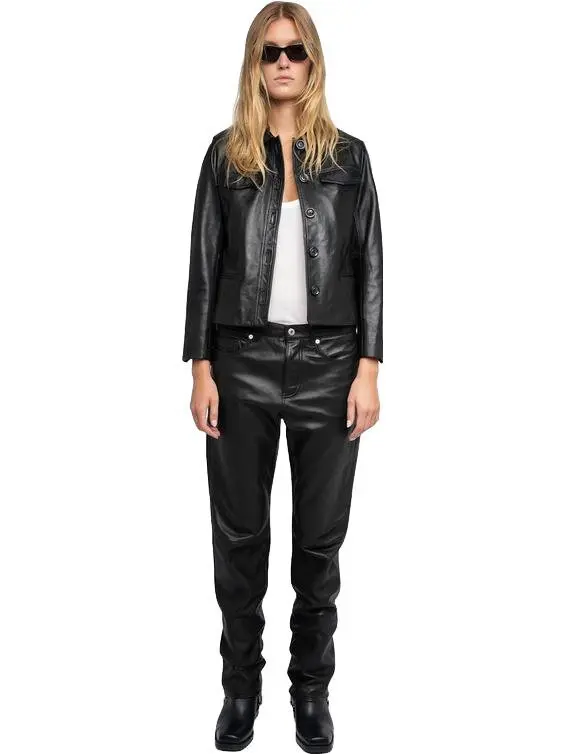 Zadig&Voltaire Liam Lambskin Leather Jacket - Black