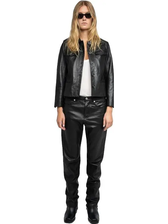 Zadig&Voltaire Liam Lambskin Leather Jacket - Black