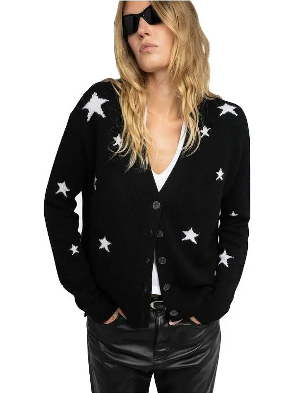 Zadig&Voltaire Mirka Stars Cashmere Cardigan - Black