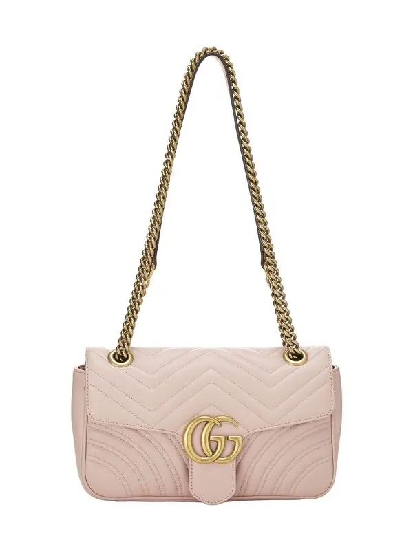 Gucci Leather Gg Marmont Shoulder Bag - Pink