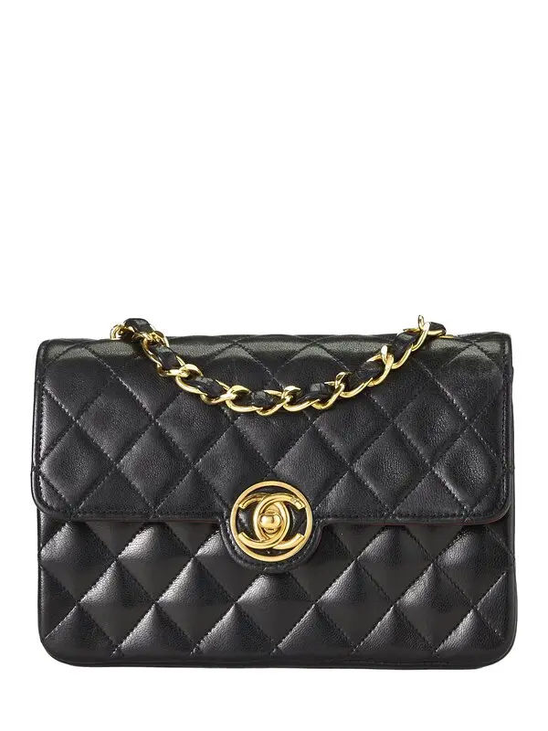 Chanel Quilted Lambskin Circle Lock Half Flap - Black
