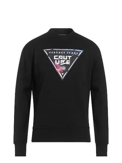 Versace Sweatshirt With Brand Logo And Contrasting Appliqués - Black