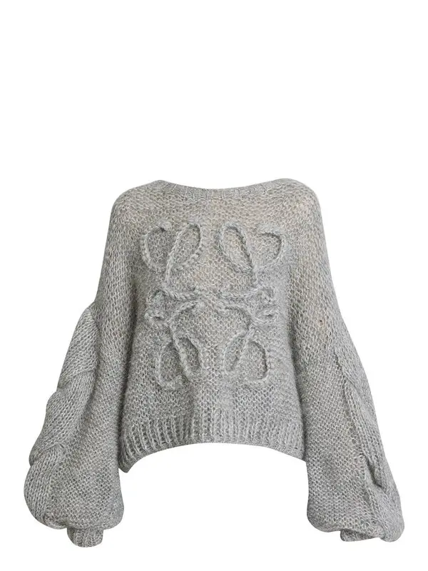 Loewe Anagram Cable-knit Sleeve Sweater - Grey Melan