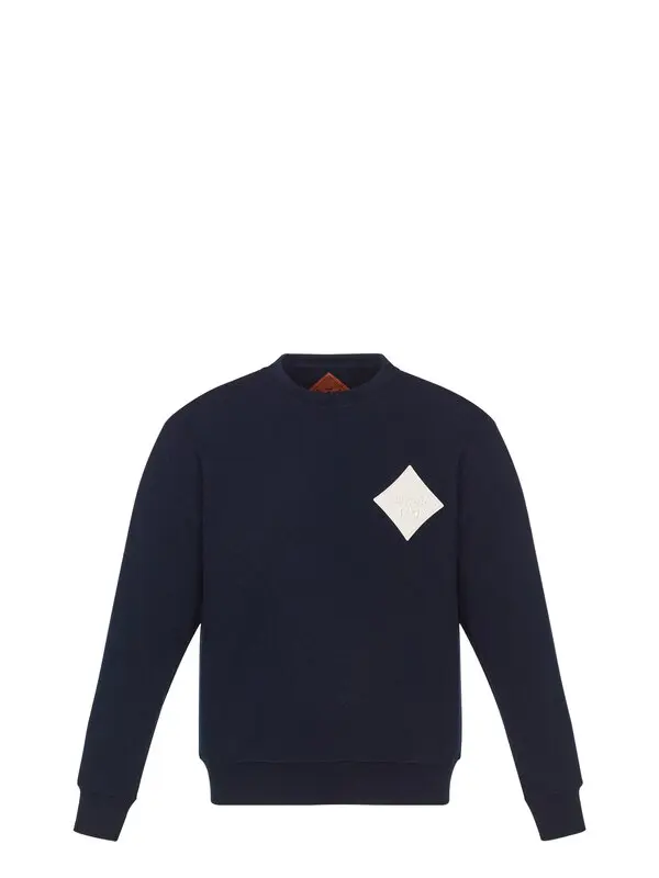 Mcm Bouclé Sweatshirt With Laurel Logo Patch - Dark Navy
