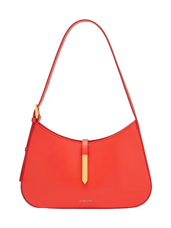 DEMELLIER Tokyo Leather Shoulder Bag - Poppy Red/gold