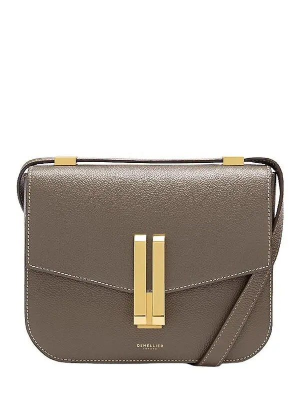DEMELLIER Leather Crossbody Bag - Dark Taupe