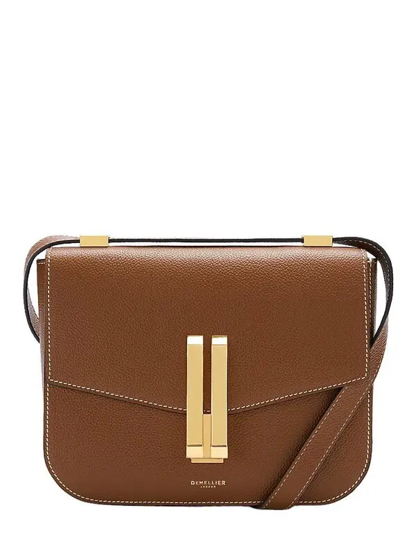 DEMELLIER Leather Crossbody Bag - Tan/ecru Stitching/gold