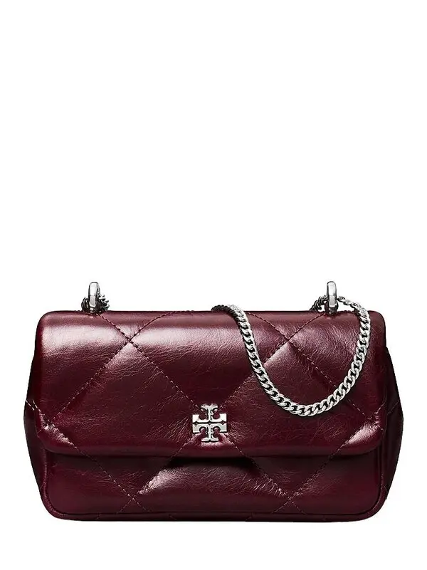 Tory Burch Mini Kira Diamond Quilted Leather Flap Bag - Dark Carmine