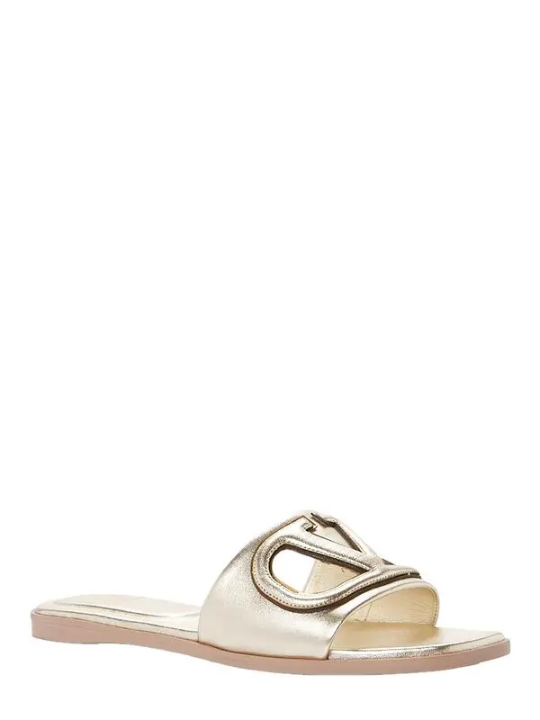 Valentino Garavani Vlogo Cutout Flat Slide Sandals - Platino