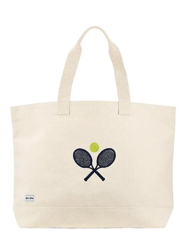 AME & LULU Crossed Racquets Country Club Tote - Natural