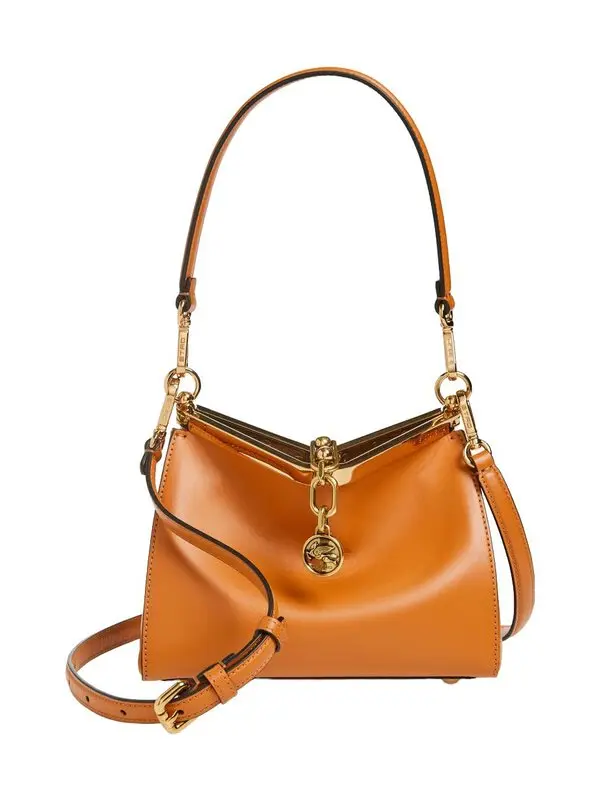 Etro Small Vela Leather Shoulder Bag - Arancione