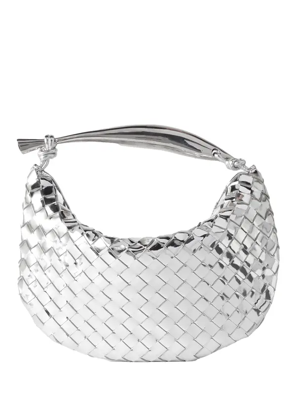 Bottega Veneta Sardine Small Intrecciato Metallic Leather Shoulder Bag - Silver