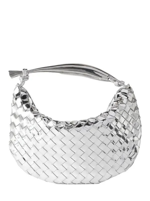 Bottega Veneta Sardine Small Intrecciato Metallic Leather Shoulder Bag - Silver