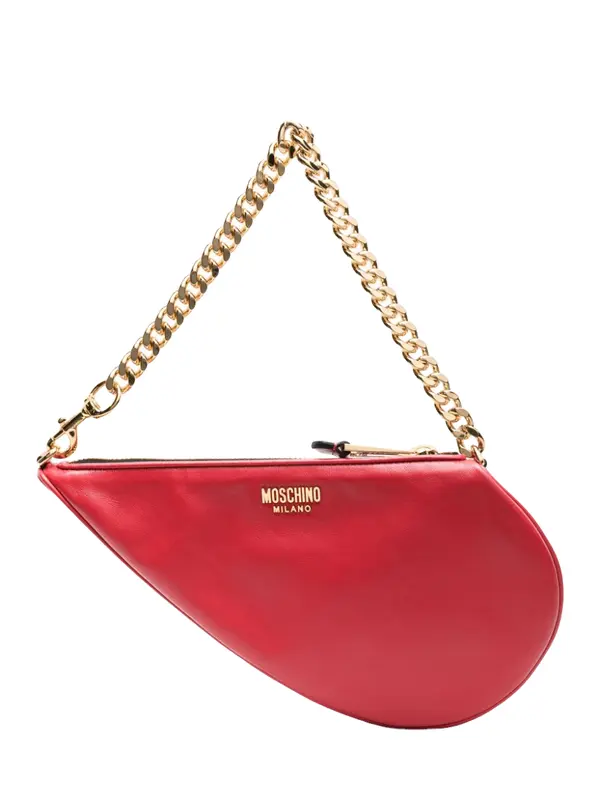 Moschino Asymmetric Leather Shoulder Bag - Red