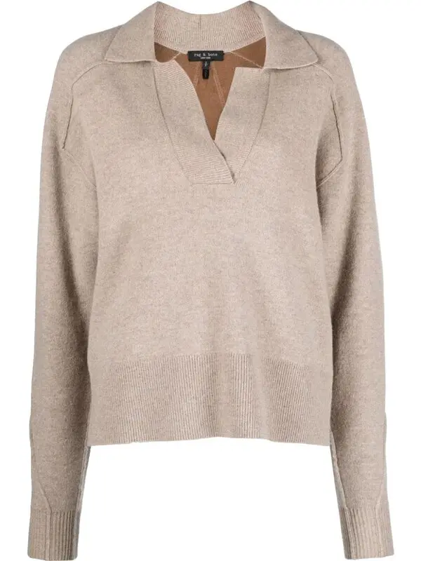 Rag & Bone Wool Blend Polo Jumper - Neutrals