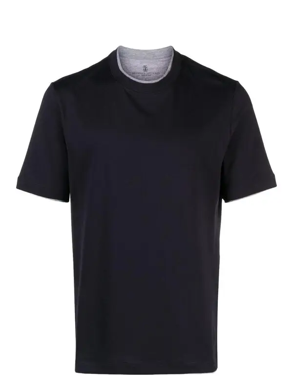 Brunello Cucinelli Layered-effect Cotton T-shirt - Blue
