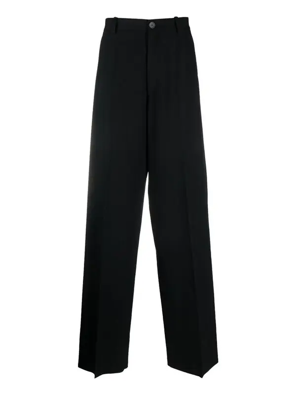 Balenciaga Wide-leg Wool Trousers - Black