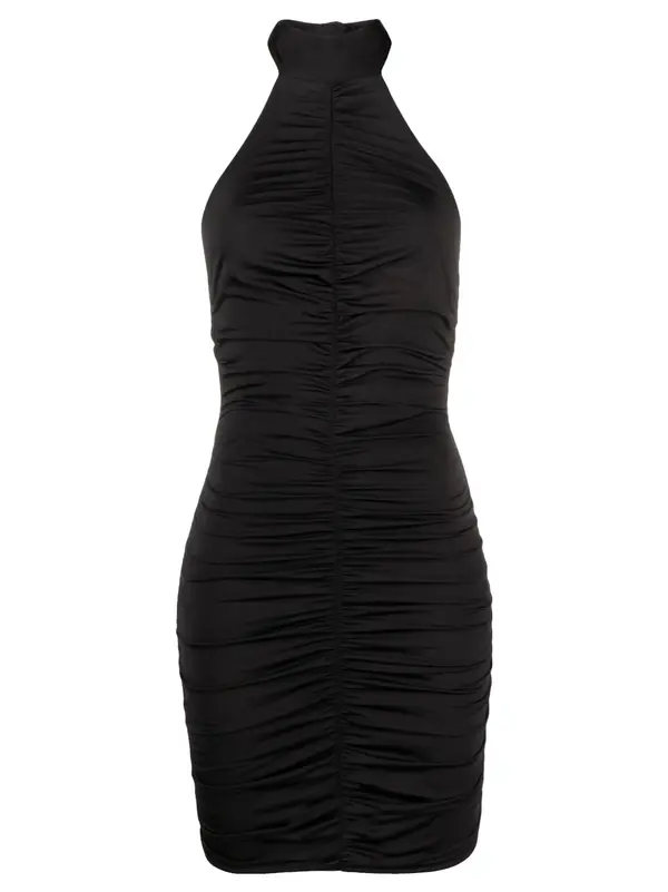 NOIRE SWIMWEAR Ruched Halterneck Minidress - Black