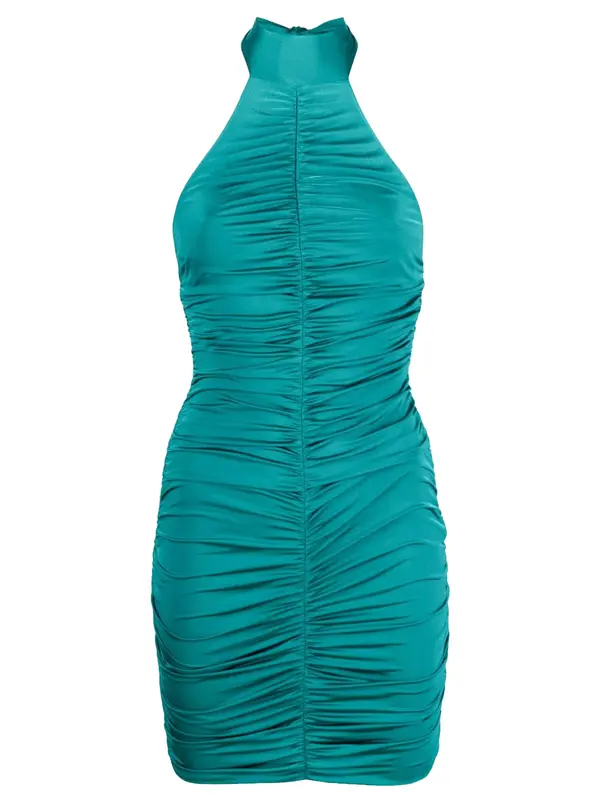 NOIRE SWIMWEAR Ruched Halterneck Mini Dress - Green