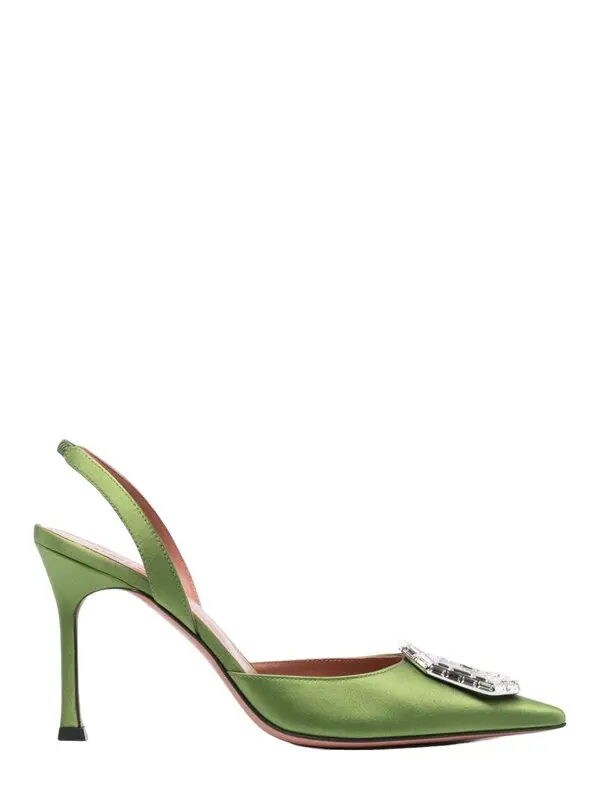 Amina Muaddi Camelia 95mm Crystal-buckle Pumps - Green