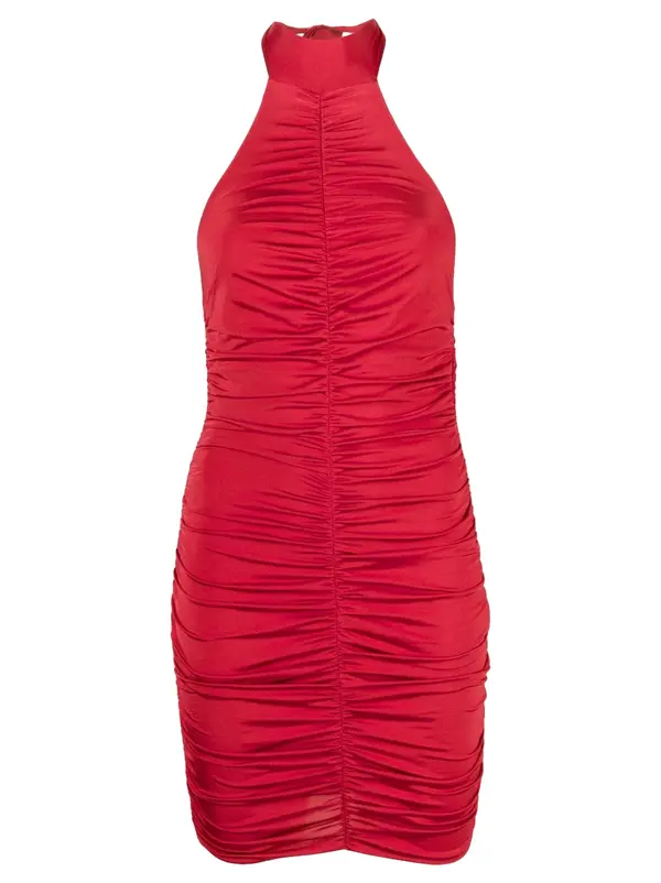 NOIRE SWIMWEAR Ruched Halterneck Minidress - Red