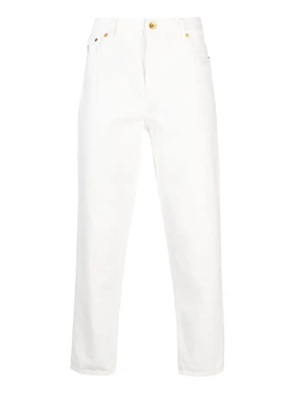 Brunello Cucinelli Logo-embroidered Cotton Jeans - White