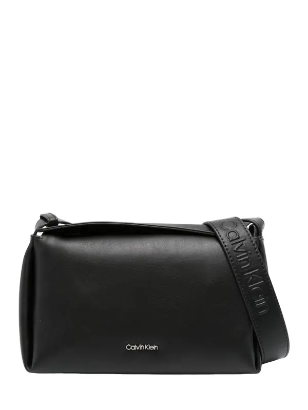 Calvin Klein Embossed Leather Shoulder Bag - Black