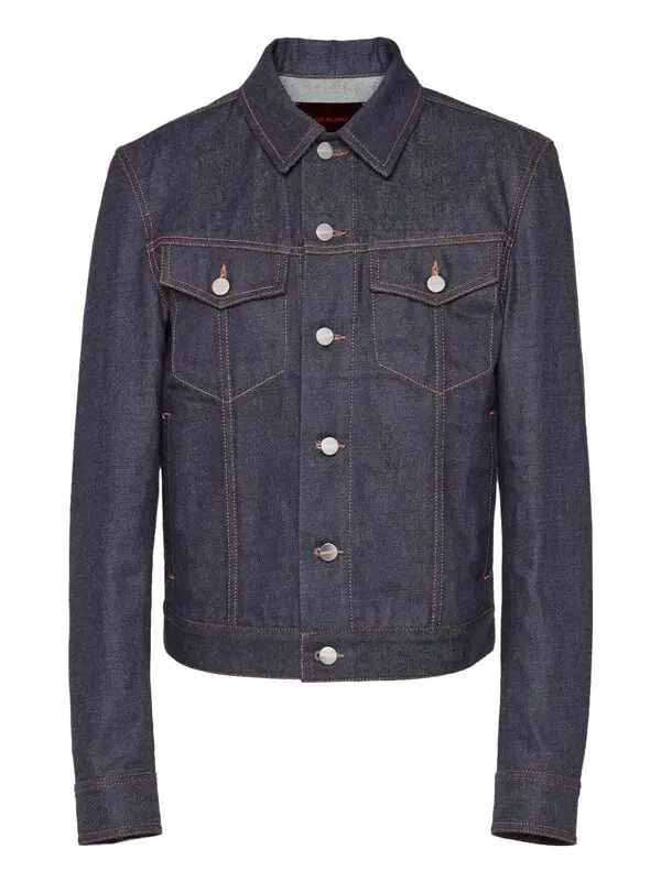 FERRAGAMO Logo-button Cotton Denim Jacket - Black