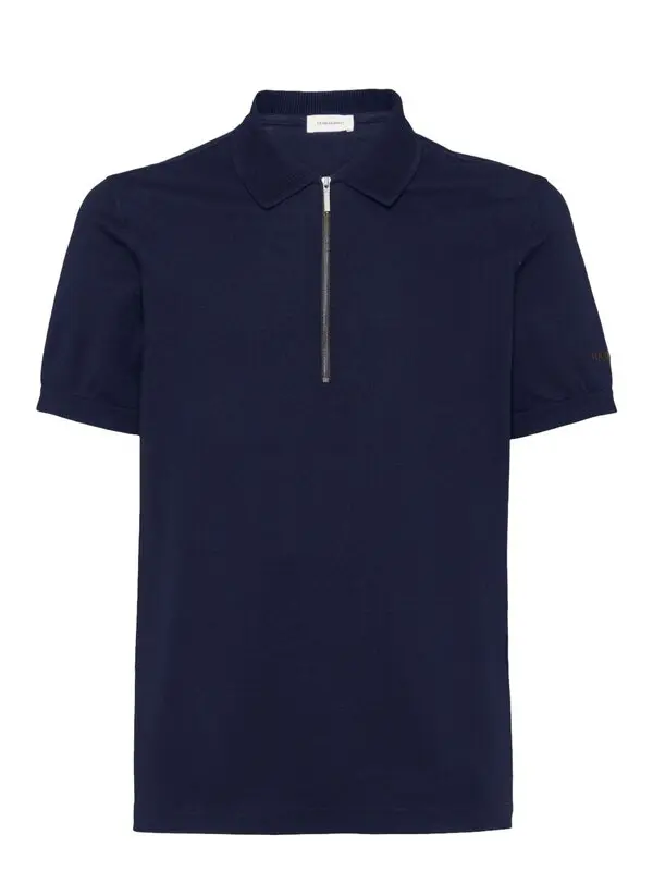 FERRAGAMO Half-zip Cotton Polo Shirt - Blue