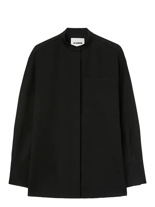 JIL SANDER Wool Gabardine Shirt - Black