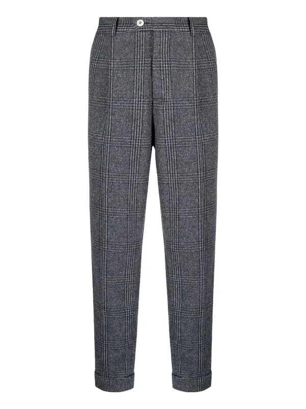Brunello Cucinelli Checked Tapered Trousers - Blue
