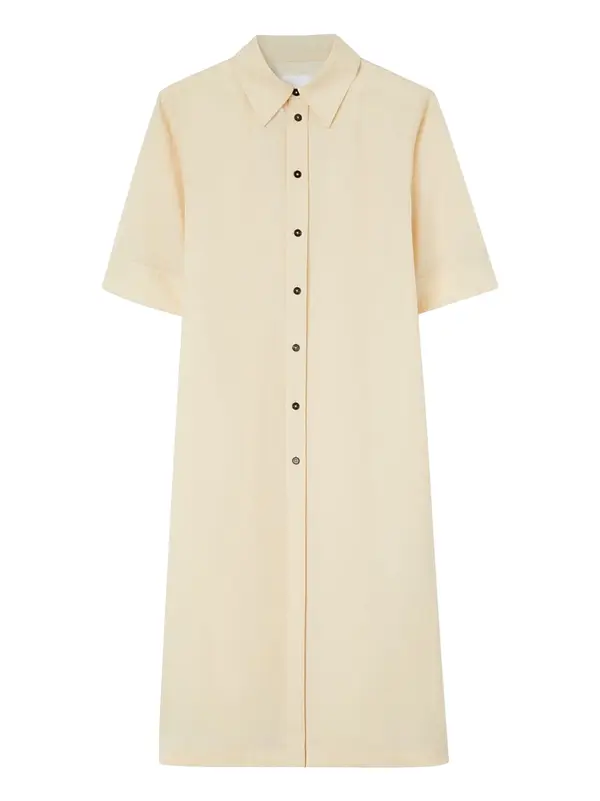 JIL SANDER Wool Gabardine Long Shirt - Neutrals