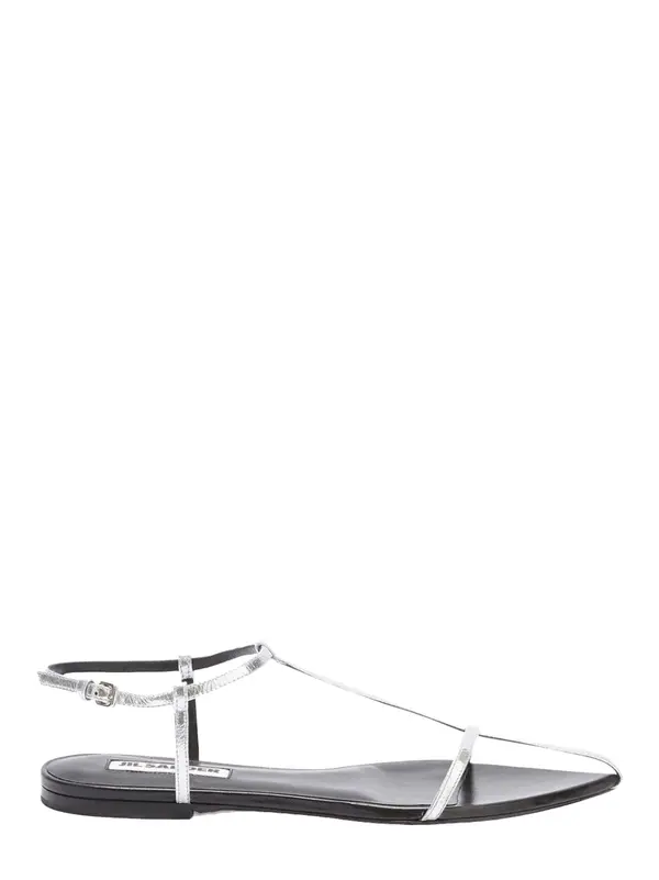 JIL SANDER Pointed Open-toe Leather Sandals - Grey