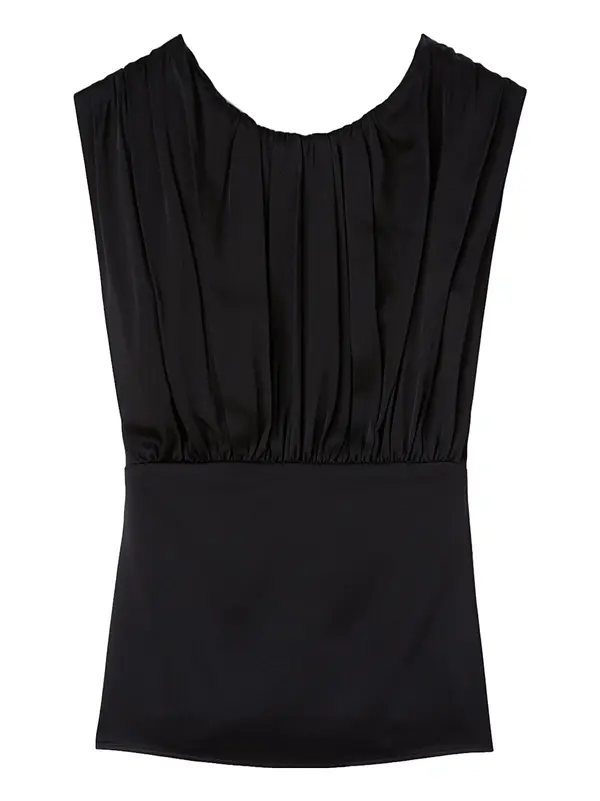 JIL SANDER Ruched Sleeveless Blouse - Black