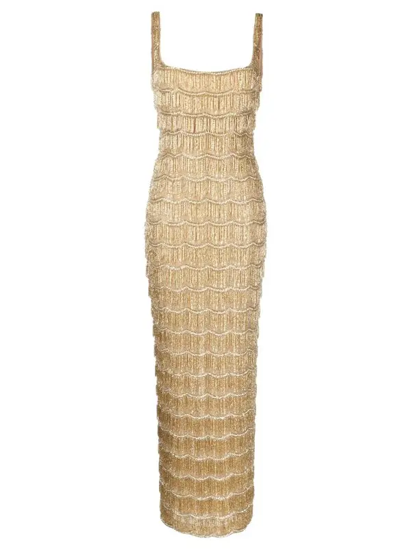 Rachel Gilbert Sadie Fringed Gown - Neutrals