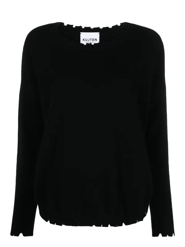 KUJTEN Raw-cut Cashmere Jumper - Black