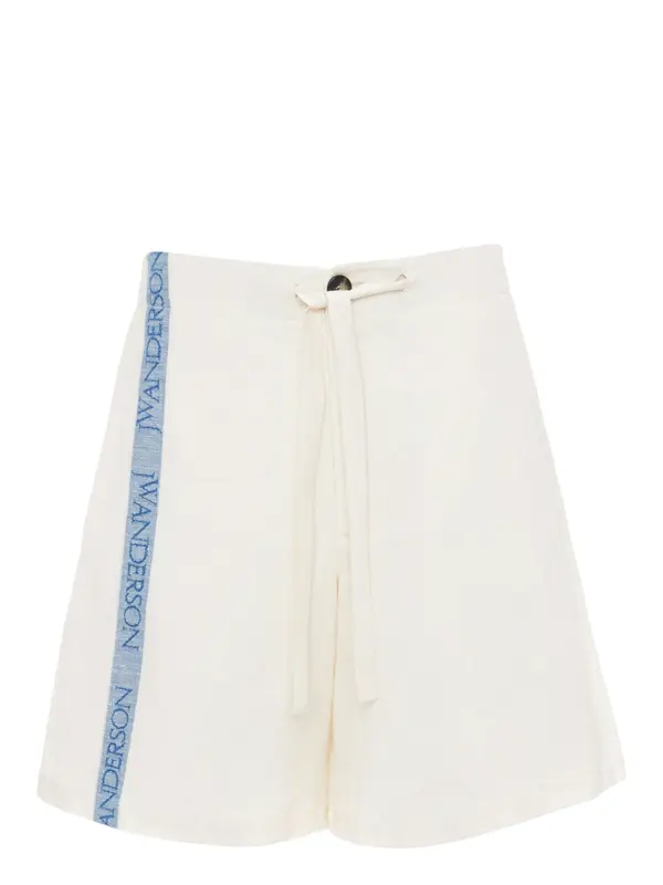 JW Anderson Intarsia-logo Wide-leg Shorts - Neutrals