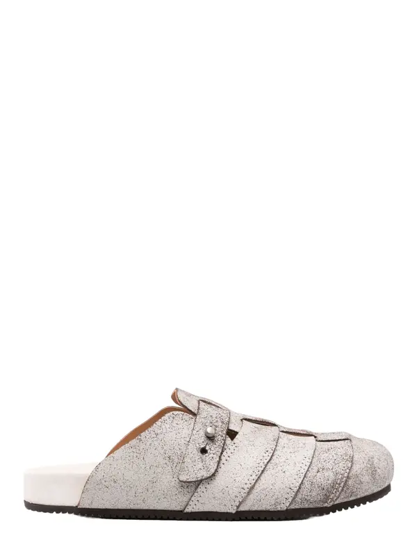 BOTTERO Round-toe Leather Slippers - Neutrals