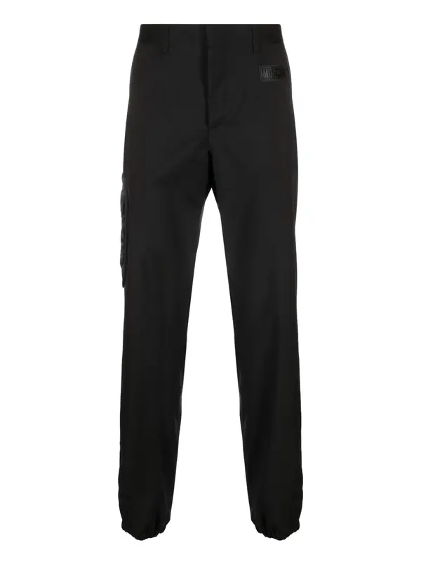 Moschino Rubberised-logo Tailored Trousers - Black