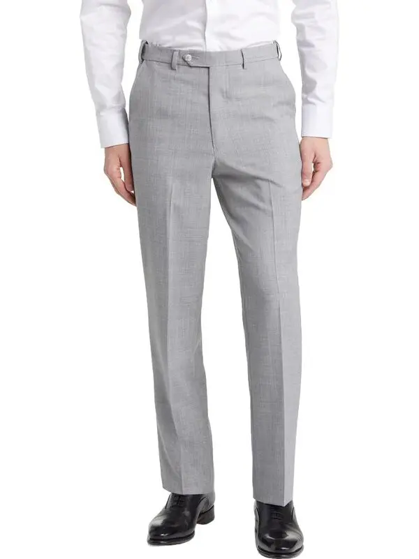 Berle Self Sizer Flat Front Trousers - Light Grey