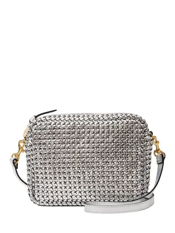 Clare V. Midi Sac Woven Crossbody Bag - Silver