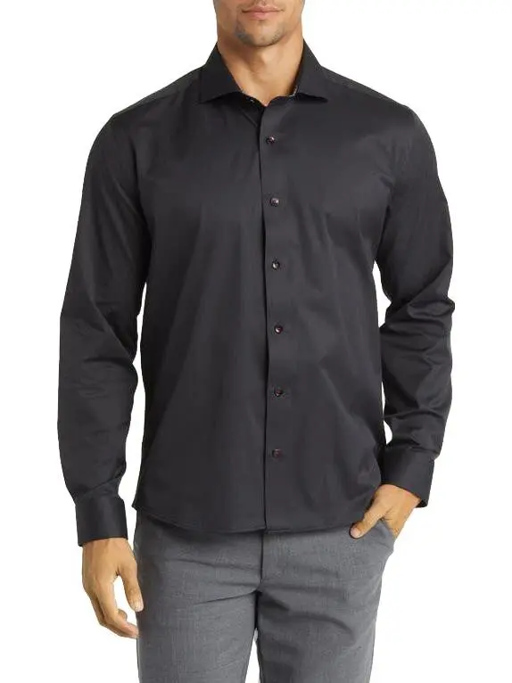 Stone Rose Drytouch® Performance Sateen Button-up Shirt - Black