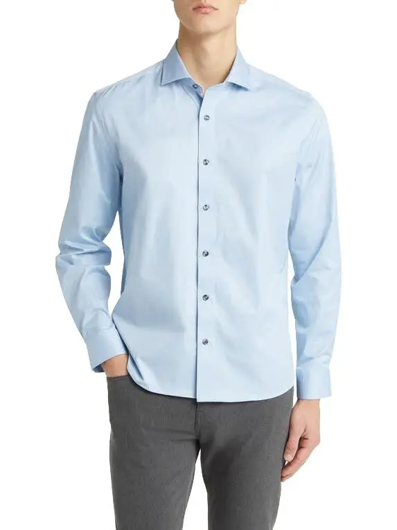 Stone Rose Drytouch® Performance Sateen Button-up Shirt - Lt. Blue